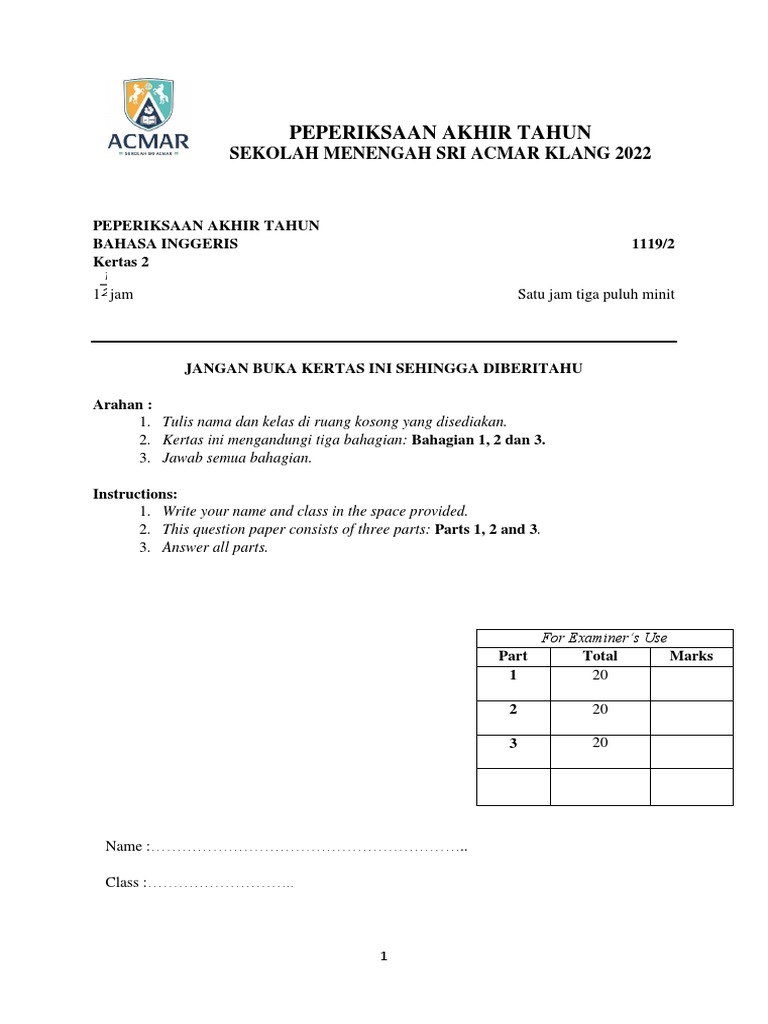 Form 4 English Paper 2 | PDF | Human Communication