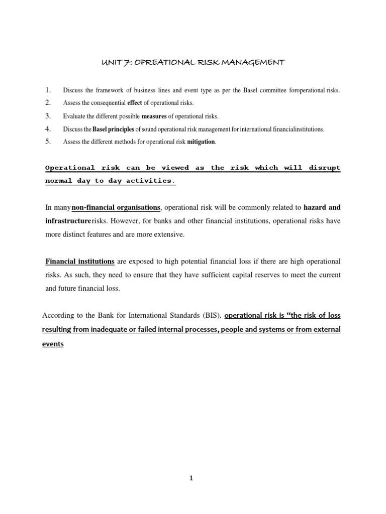 Unit 5 - Final | PDF | Operational Risk | Risk Unit 5 - Final | PDF | Operational Risk | Risk