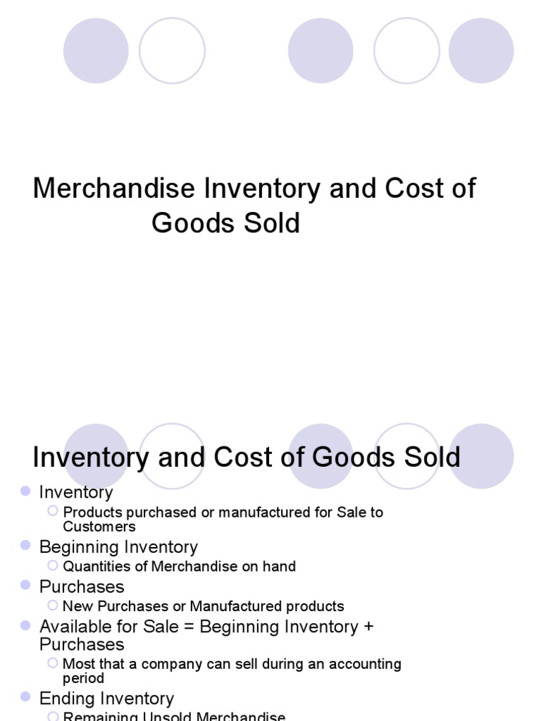 Inventory and Cost of Goods Sold | PDF | Debits And Credits | Cost Of ...