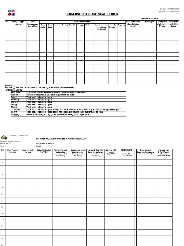 F-HSE-21 Form Inspeksi Scafolding | PDF