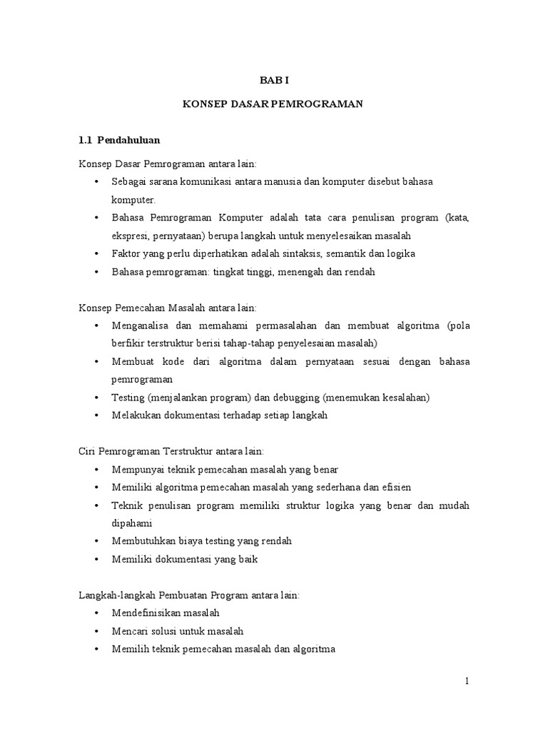 Konsep Dasar Pemrograman Bahasa C | PDF