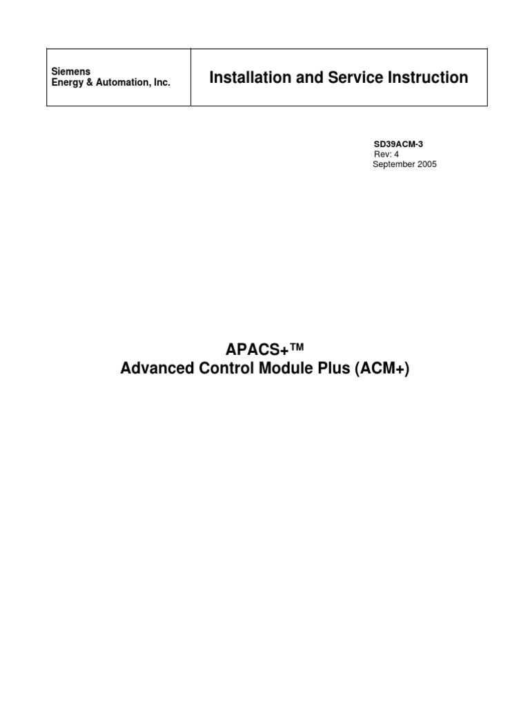 APACS+ Advanced Control Module Plus (ACM+) | PDF | Programmable Logic Controller | Electrostatic ...
