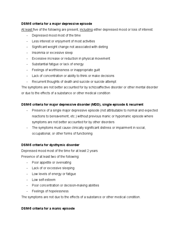DSM Criteria | PDF | Mania | Mood Disorders