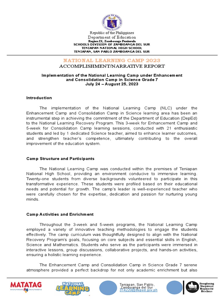 Narrative Report | PDF | Teachers | Learning