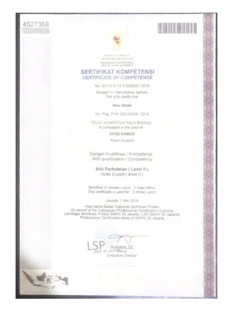 Sertifikat LSP | PDF