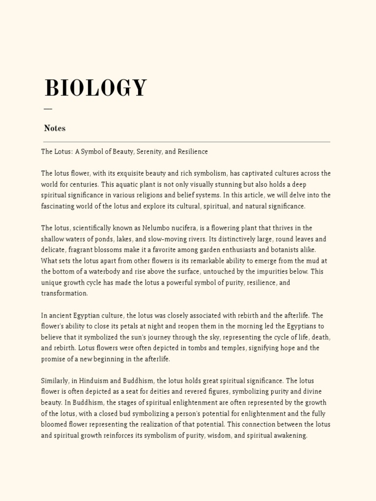 The Lotus - A Symbol of Beauty, Serenity, and Resilience | PDF ...