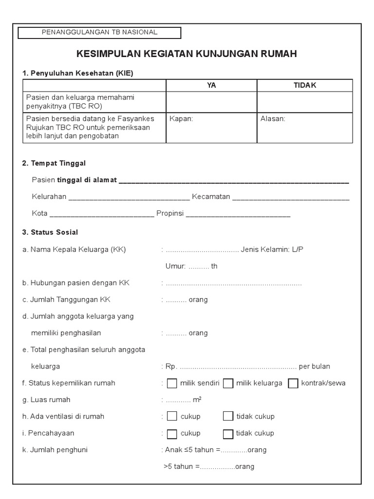 Form Kunjungan Rumah - Ukuran A4 - Print | PDF