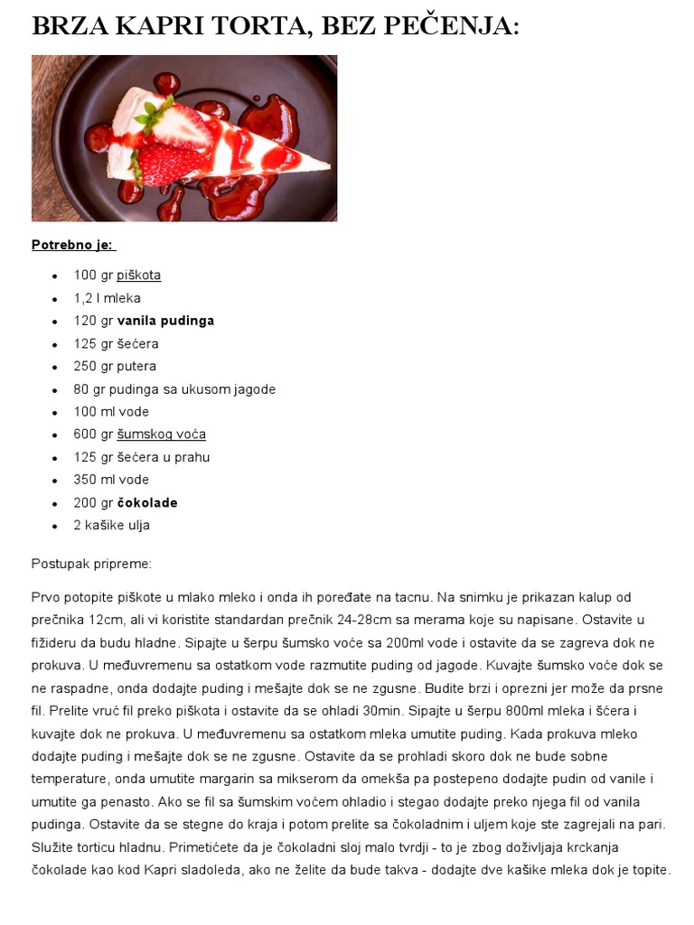 Brza Kapri Torta | PDF