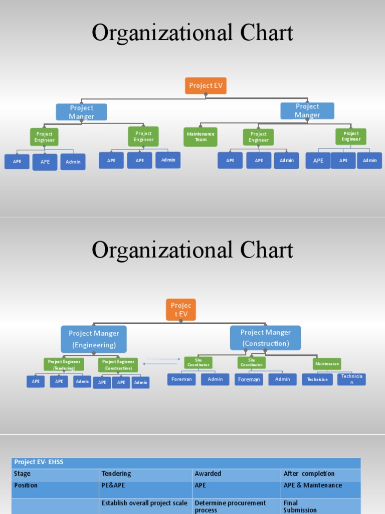 Organizational Chart: Project EV Project Manger Project Manger | PDF