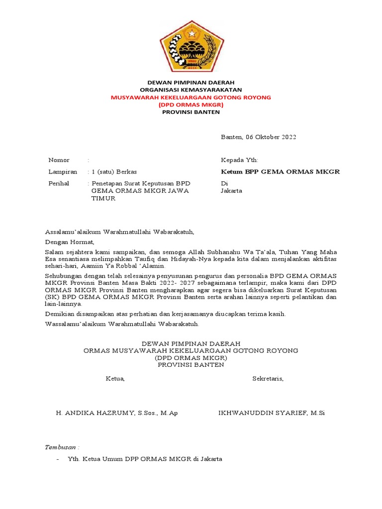 Susunan Pengurus MKGR Banten 2022-2027 | PDF