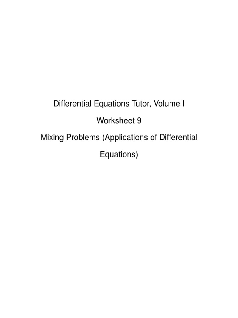 Mixing Problems in Differential Equations | PDF | Discharge (Hydrology ...