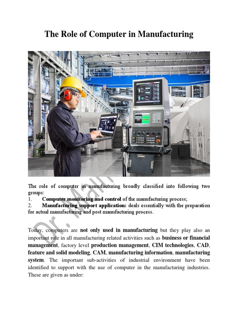 2) The Role of Computer in Manufacturing | PDF | Computer Aided Design ...