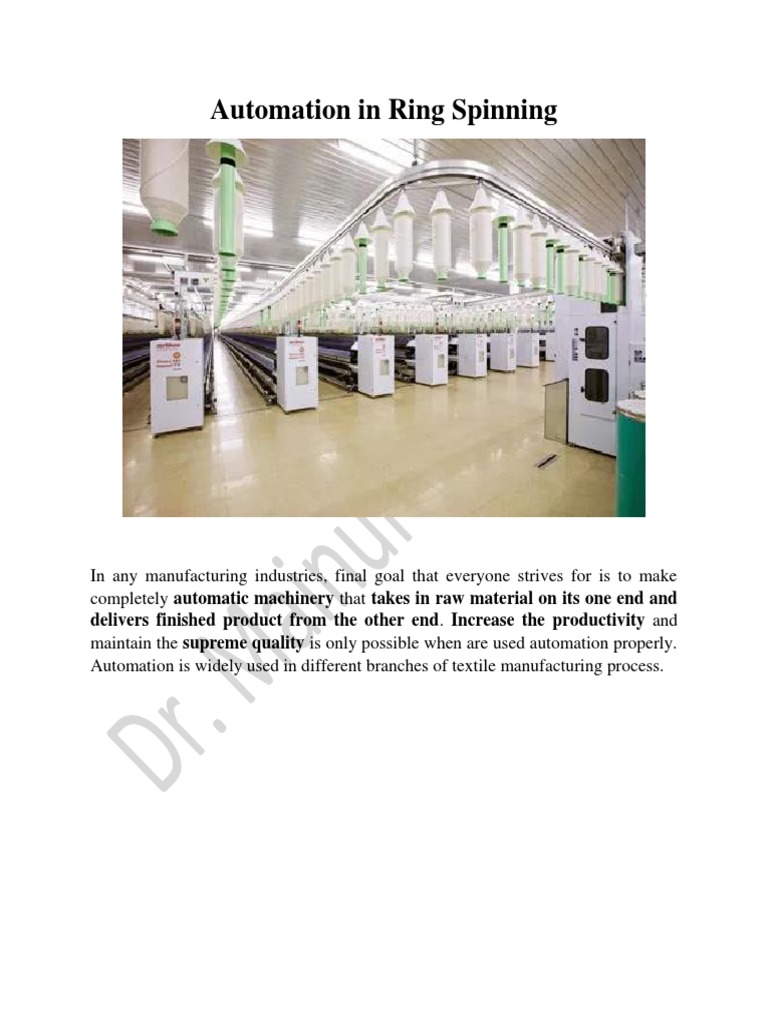 4) Automation in Ring Spinning | PDF | Spinning (Textiles) | Yarn