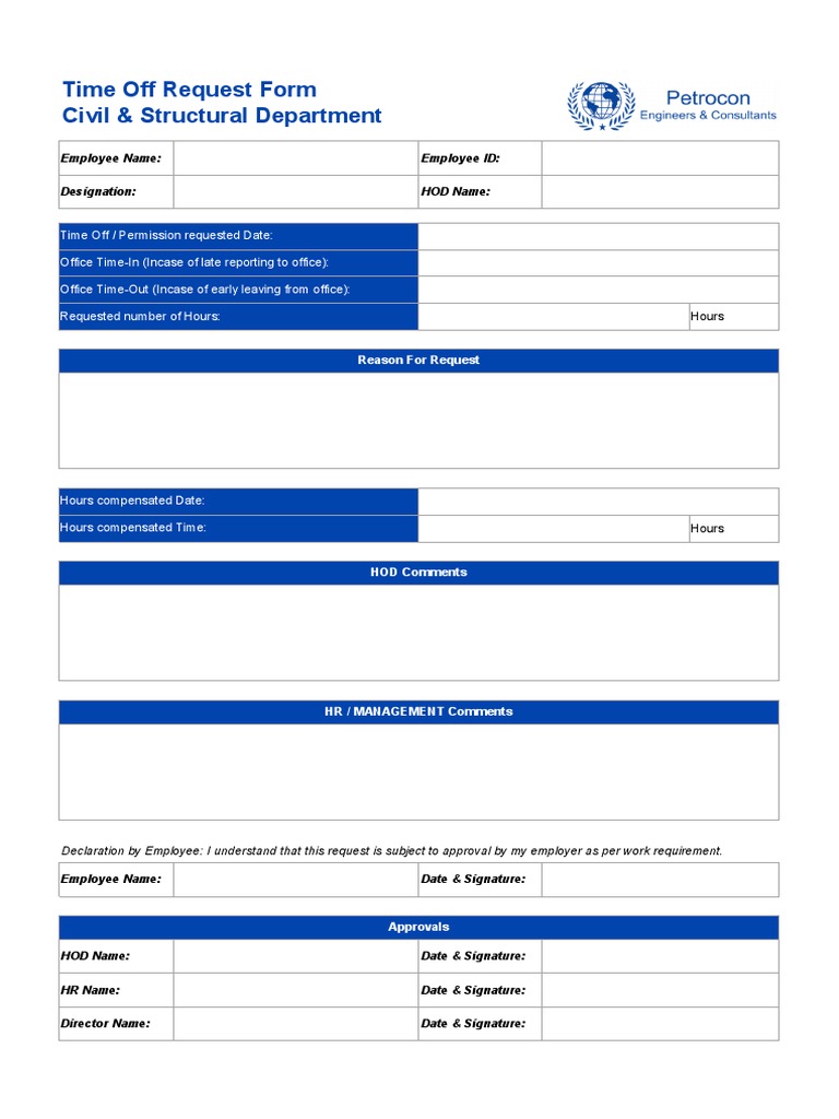 Time Off Request Form Template | PDF