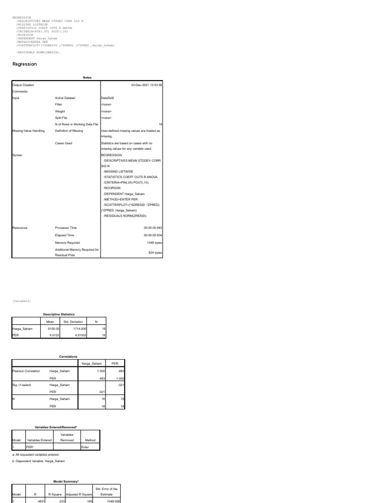 Latihan Lab Statistik - 1 | PDF | Errors And Residuals | Coefficient Of Determination