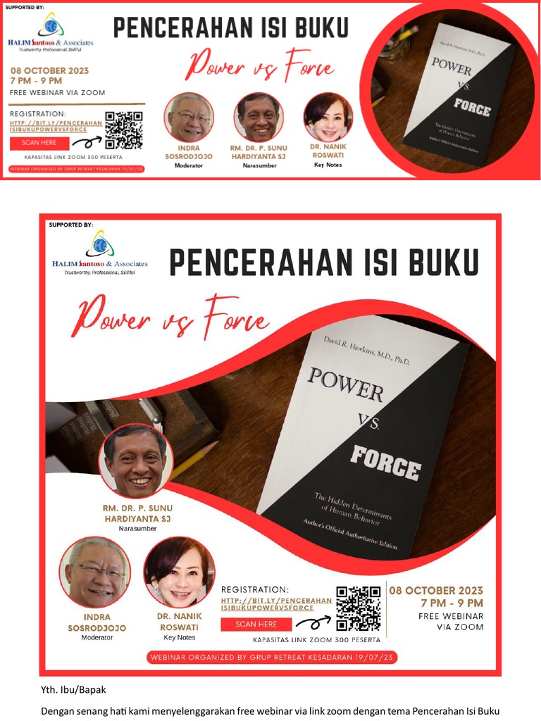 Webinar Pencerahan Isi Buku Power Vs Force | PDF | Karier & Perkembangan | Ilmu Sosial