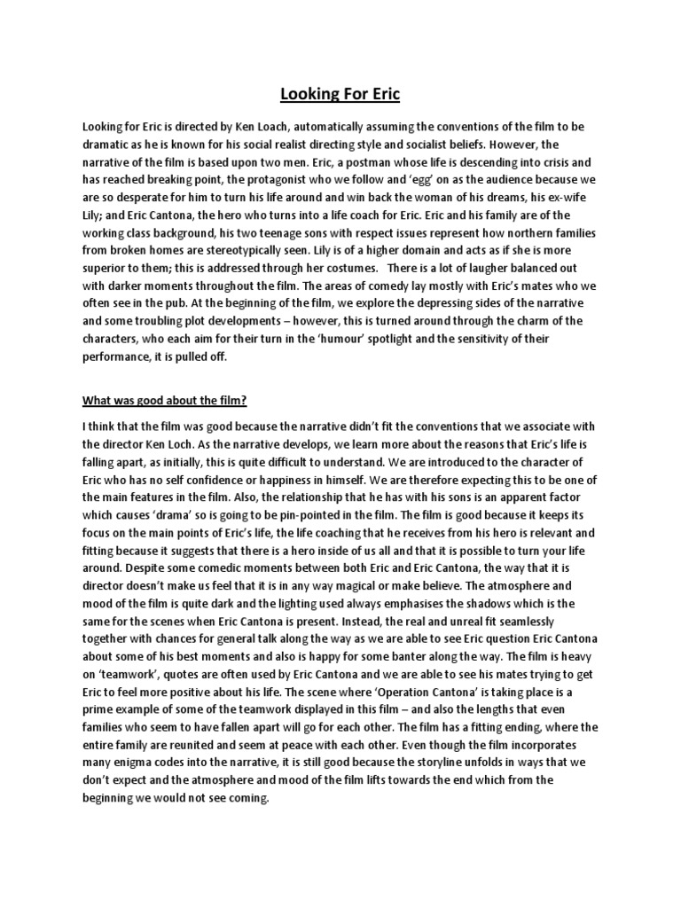 Looking For Eric Work | PDF | Leisure