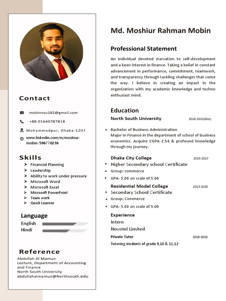 Md. Moshiur Rahman Mobin CV | PDF