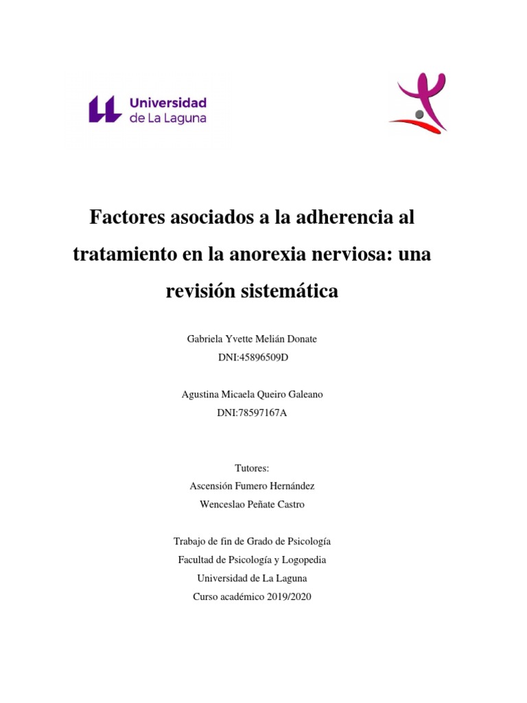 Factores Asociados A La Adherencia Al Tratamiento en La Anorexia ...