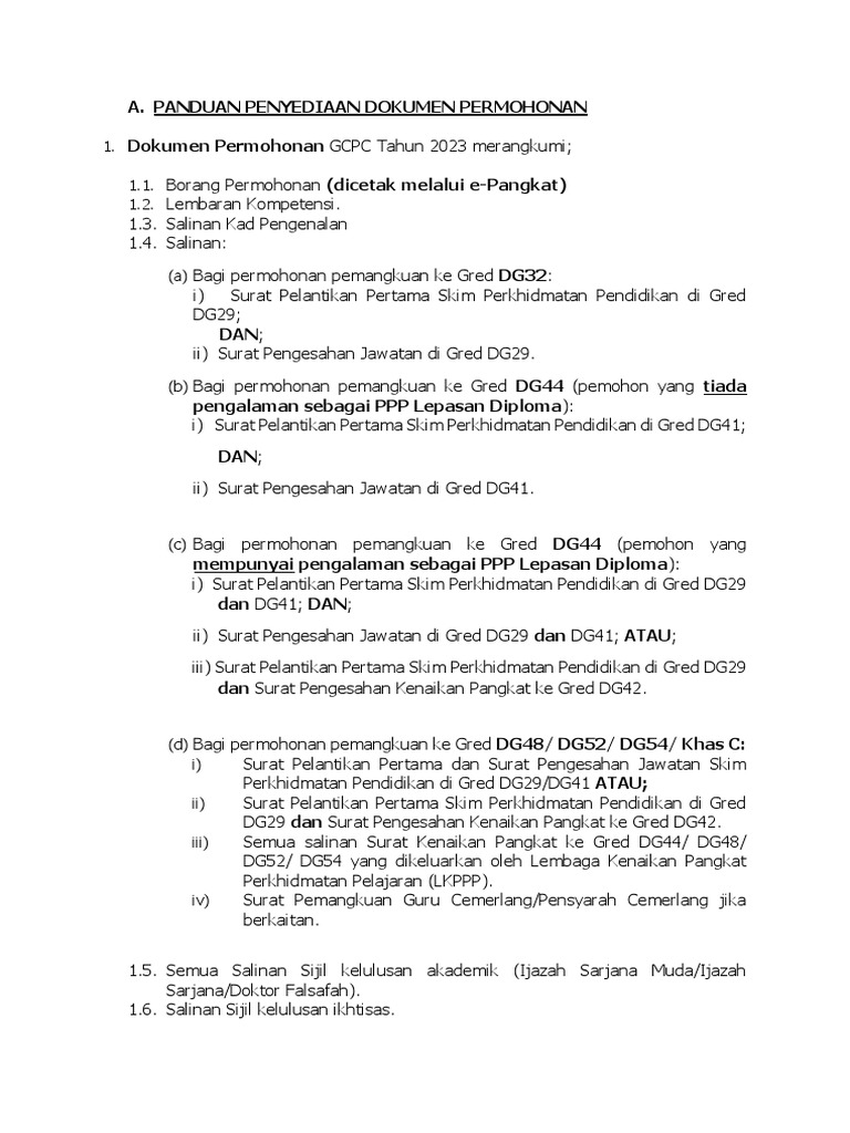 Panduan Penyediaan Dokumen Permohonan GCPC Tahun 2023 | PDF