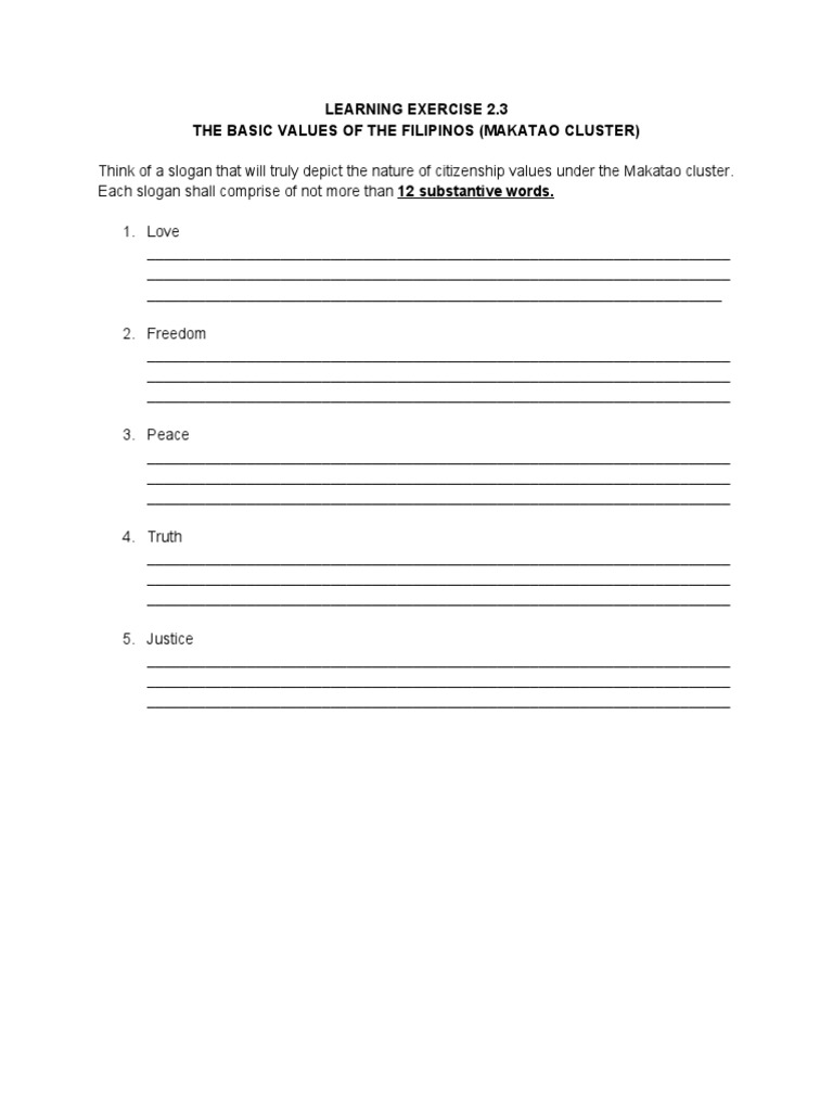 Slogan Creation for Makatao Values | PDF