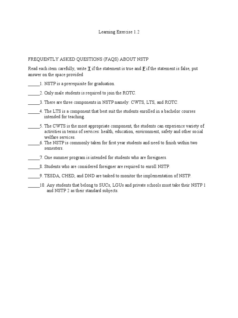 Learning Exercise 1 2 Pdf