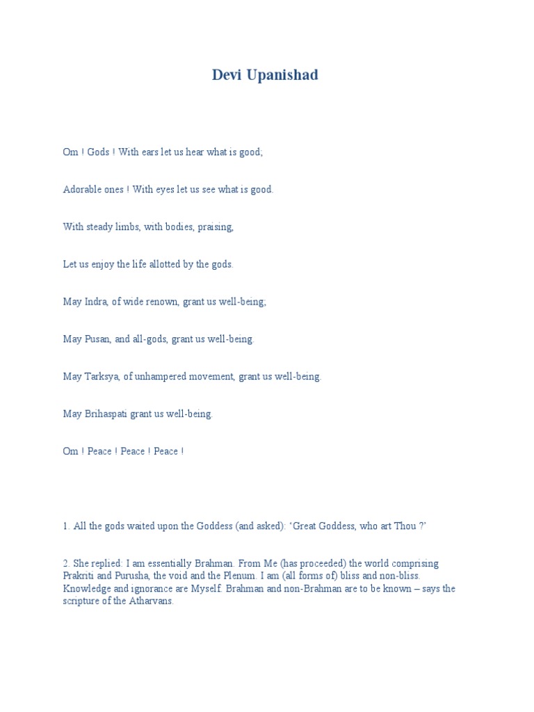 Devi Upanishad | PDF | Devi | Brahman