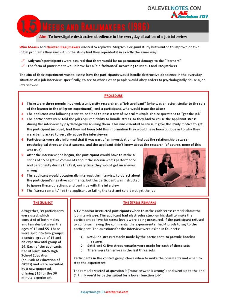 1-5 Meeus and Raaijmakers 1986 | PDF | Obedience (Human Behavior) | Job Interview