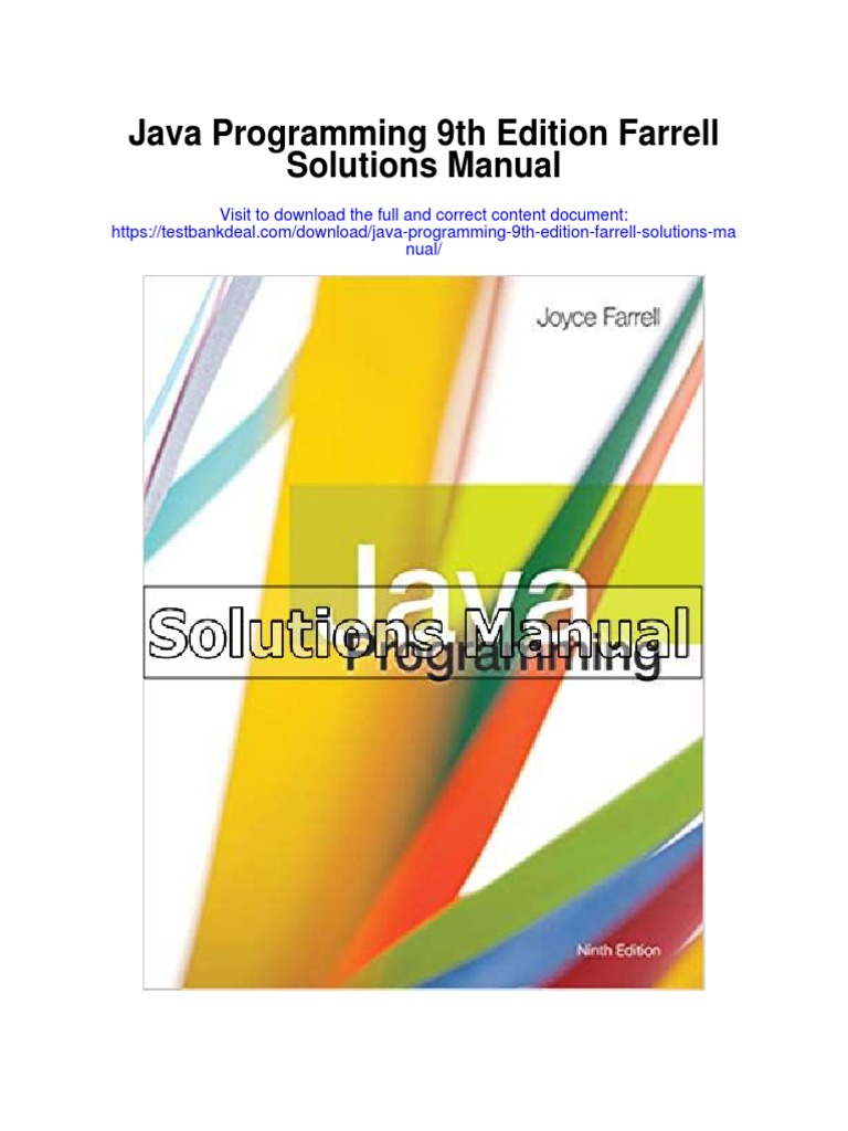 Java Programming 9th Edition Farrell Solutions Manual Pdf Project Gutenberg Integer 