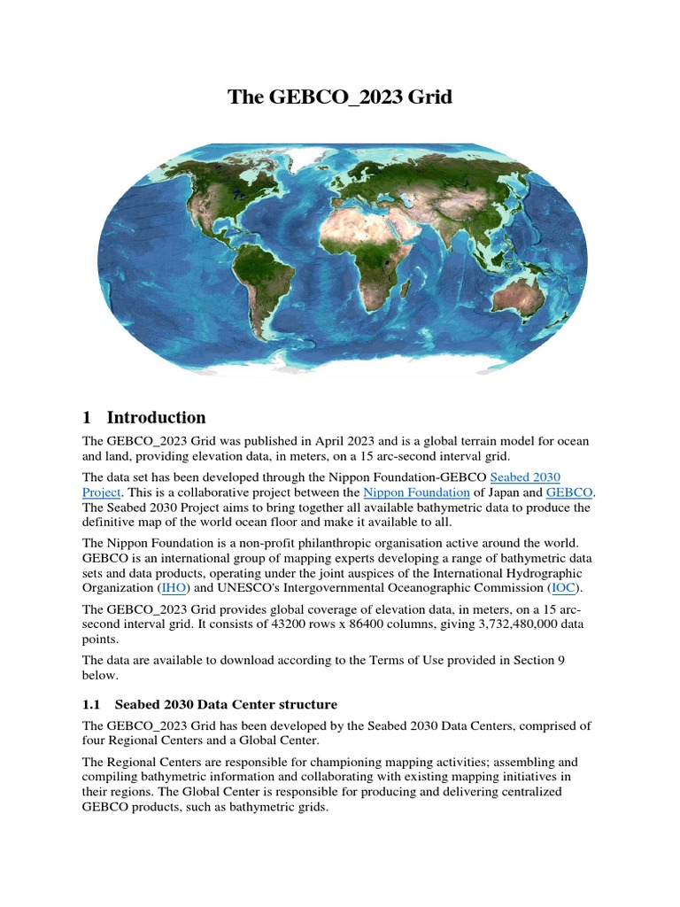 GEBCO 2023 Grid Documentation | PDF | Oceanography | Hydrography