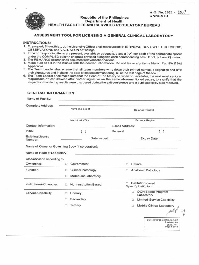 New Assessment Tool - Clinical Laboratory | PDF