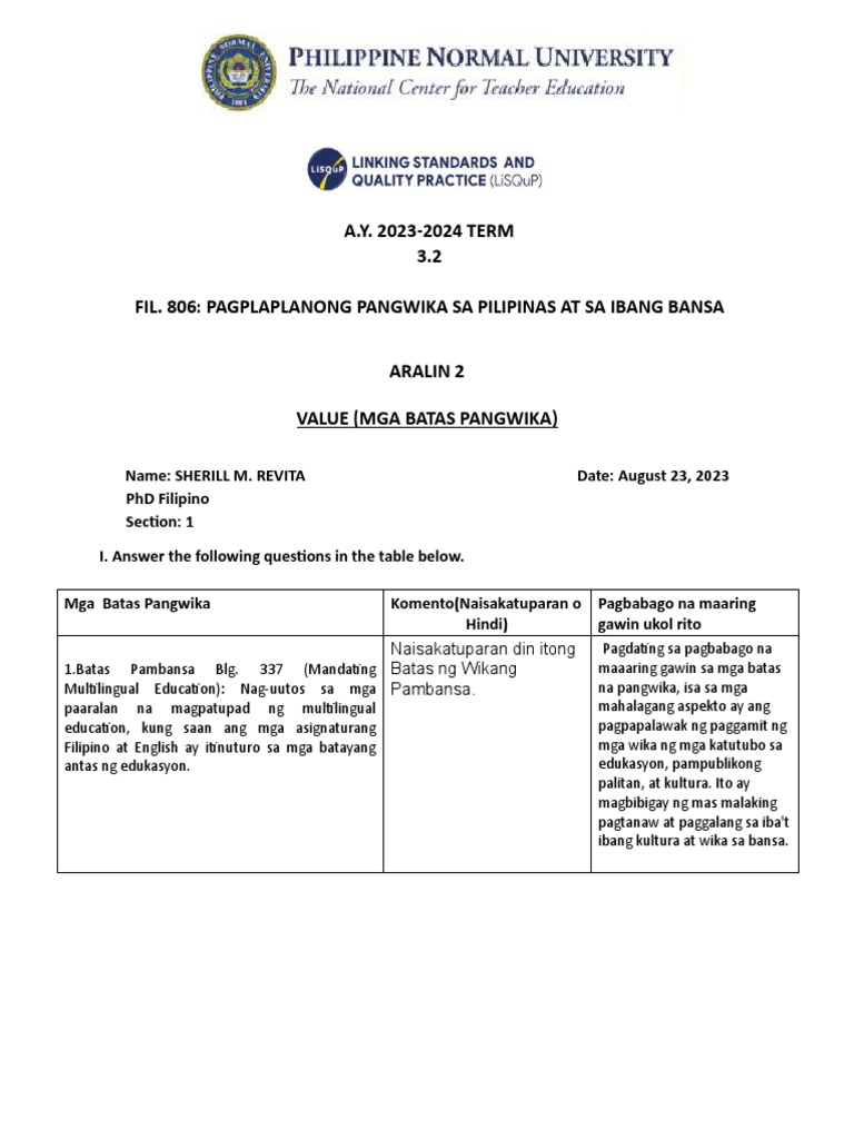 Aralin 2 Value Mga Batas Pangwika | PDF