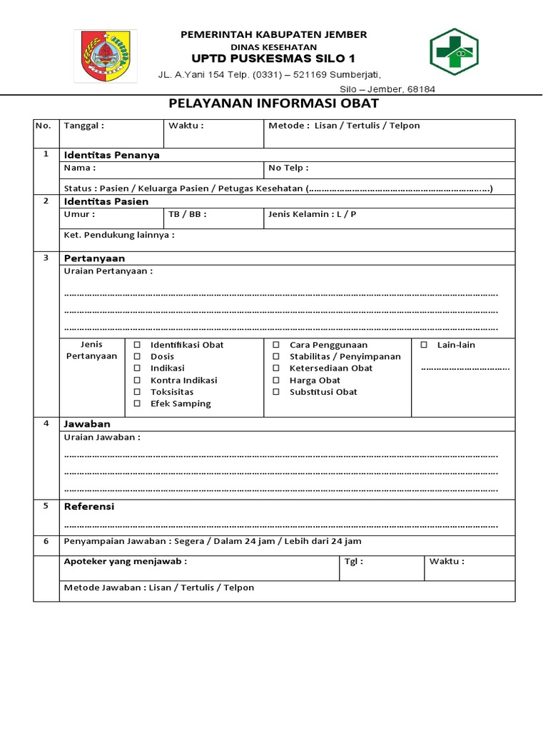 Form Pelayanan Informasi Obat | PDF