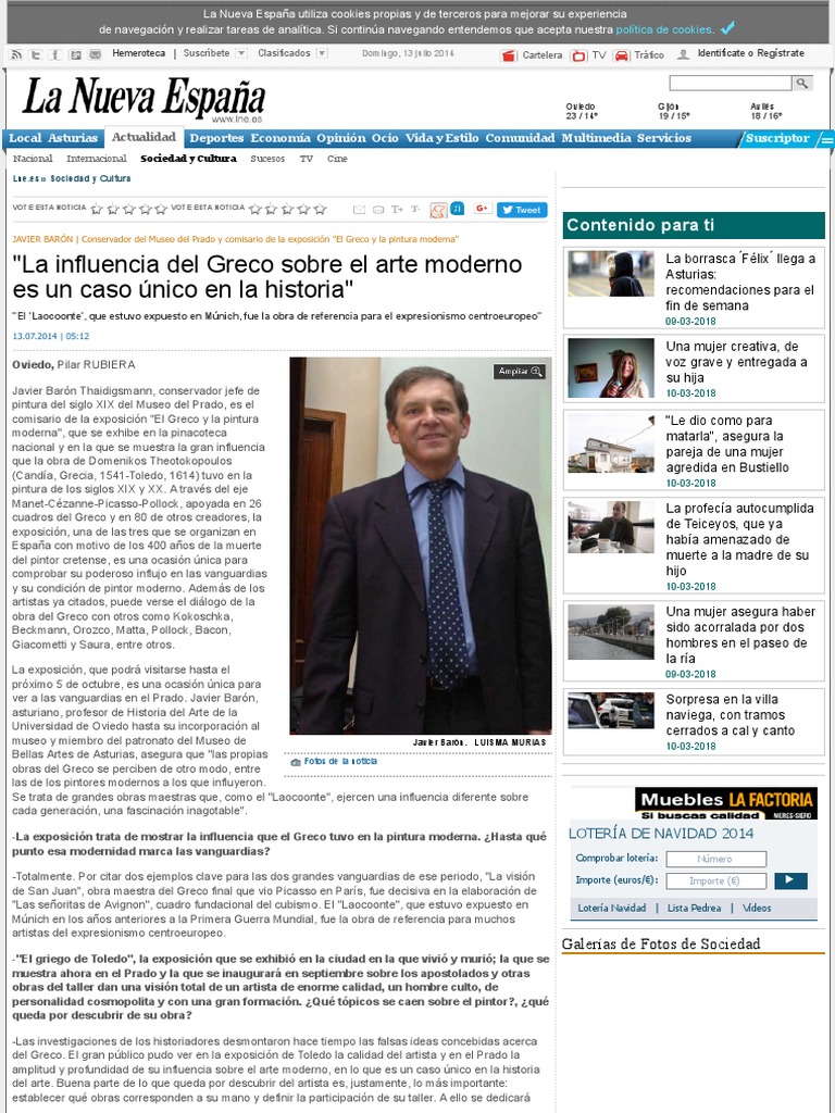 "La Influencia Del Greco Sobre El Arte Moderno Es Un Caso Único en La ...