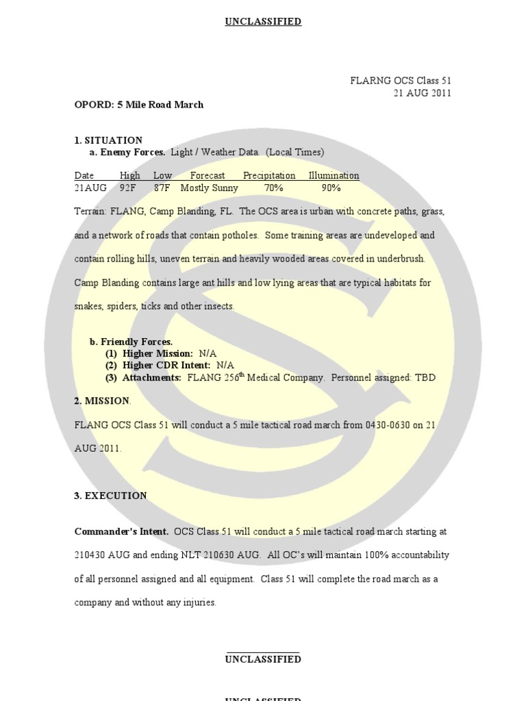 Yeager OPORD | Download Free PDF | Platoon | Sergeant