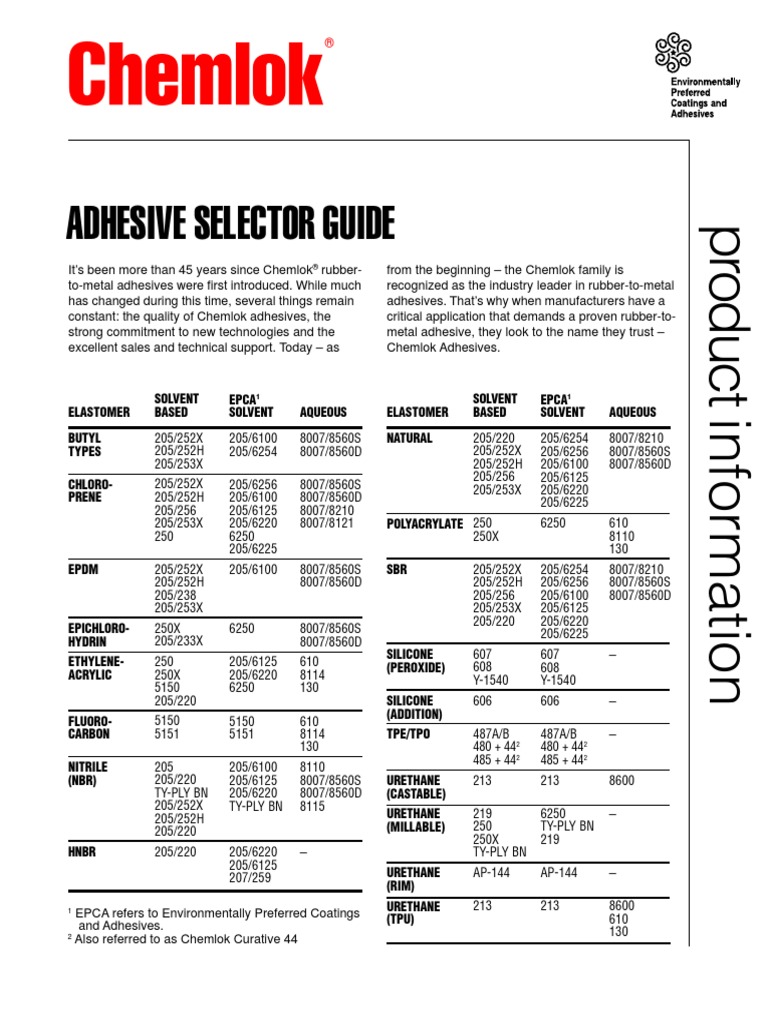 Chemlok Selector Guide | PDF | Polyurethane | Adhesive