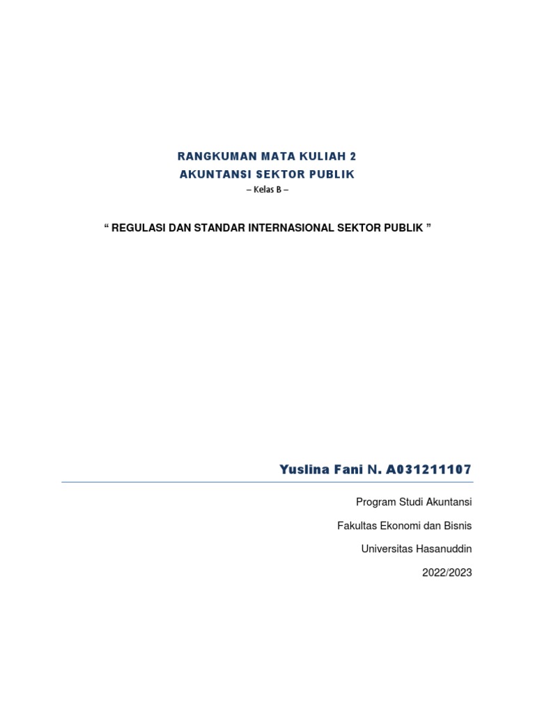 RMK 2 AKUNTANSI SEKTOR PUBLIK-Yuslina Fani N. A031211107 | PDF