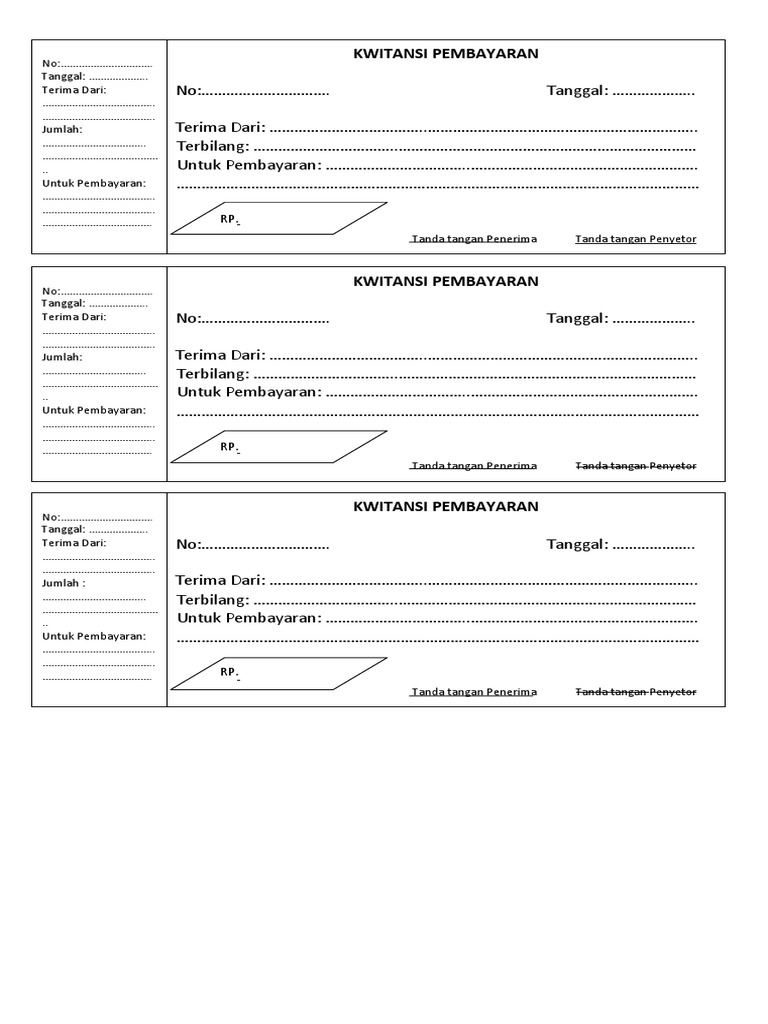 Template Kwitansi Pembayaran | PDF