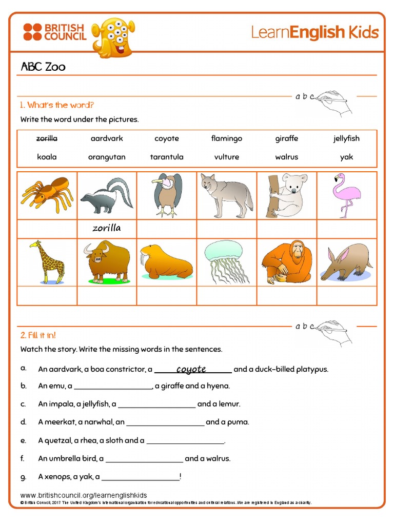 Short Stories Abc Zoo Worksheet | Download Free PDF | Mammals | Organisms