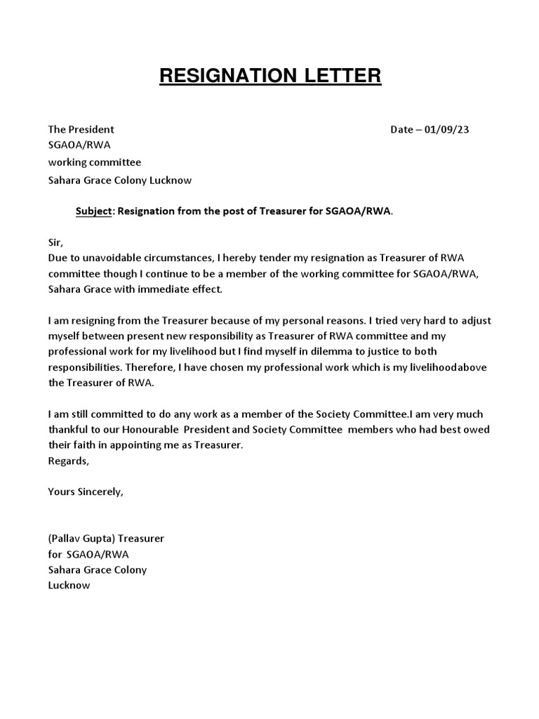 Resignation Letter | PDF