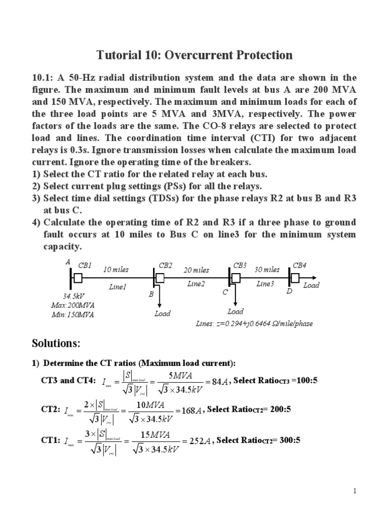 Overcurrent Protection Relay Settings Guide | PDF | Electrical ...