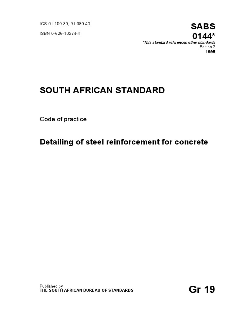 SANS 10144 Detailing Code | PDF | Physical Sciences | Building Engineering