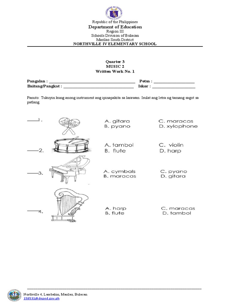 Tos Written 1 4 Mapeh 3RD Quarter | PDF