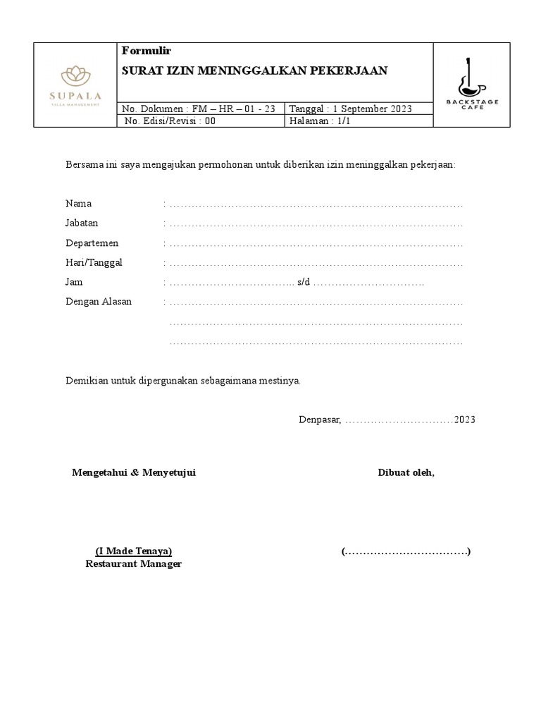 Form Exit Permit | PDF