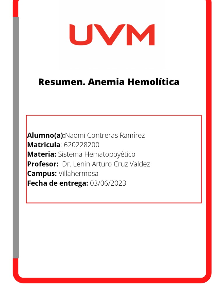 Anemia Hemolítica y Crioglutinina | PDF