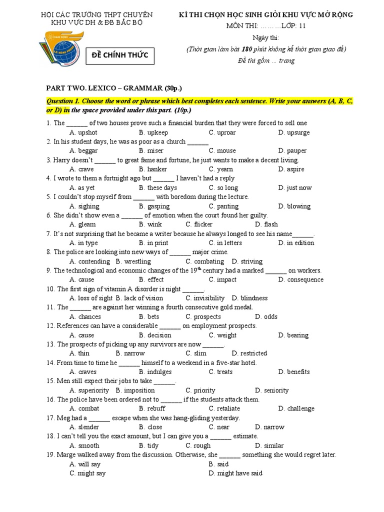 De Thi HSG Bac Bo Lop 11 | PDF | Climate Change | Oceans
