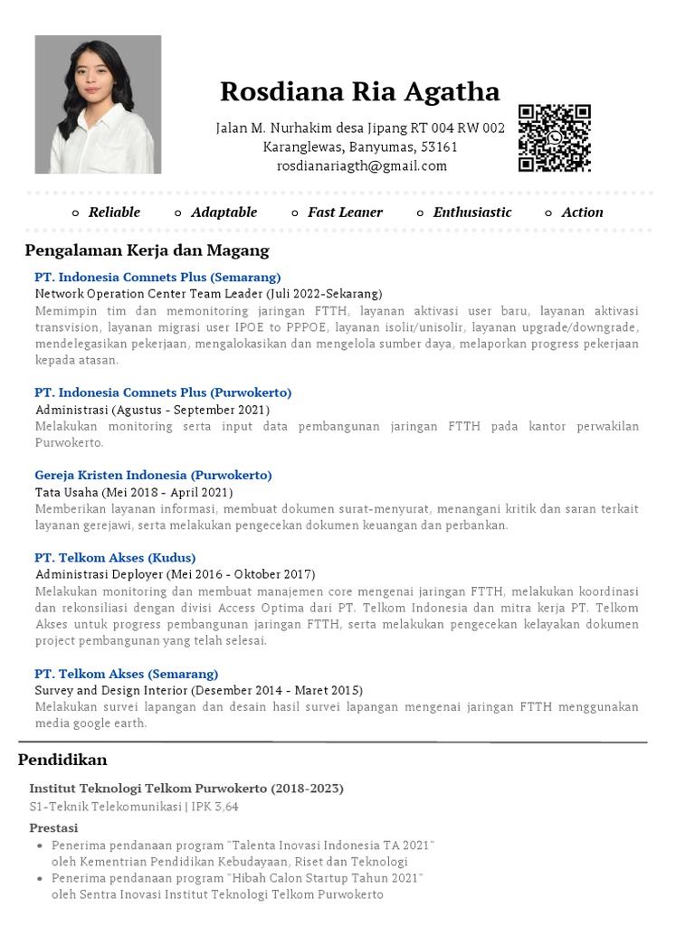 CV - Rosdiana Ria Agatha | PDF