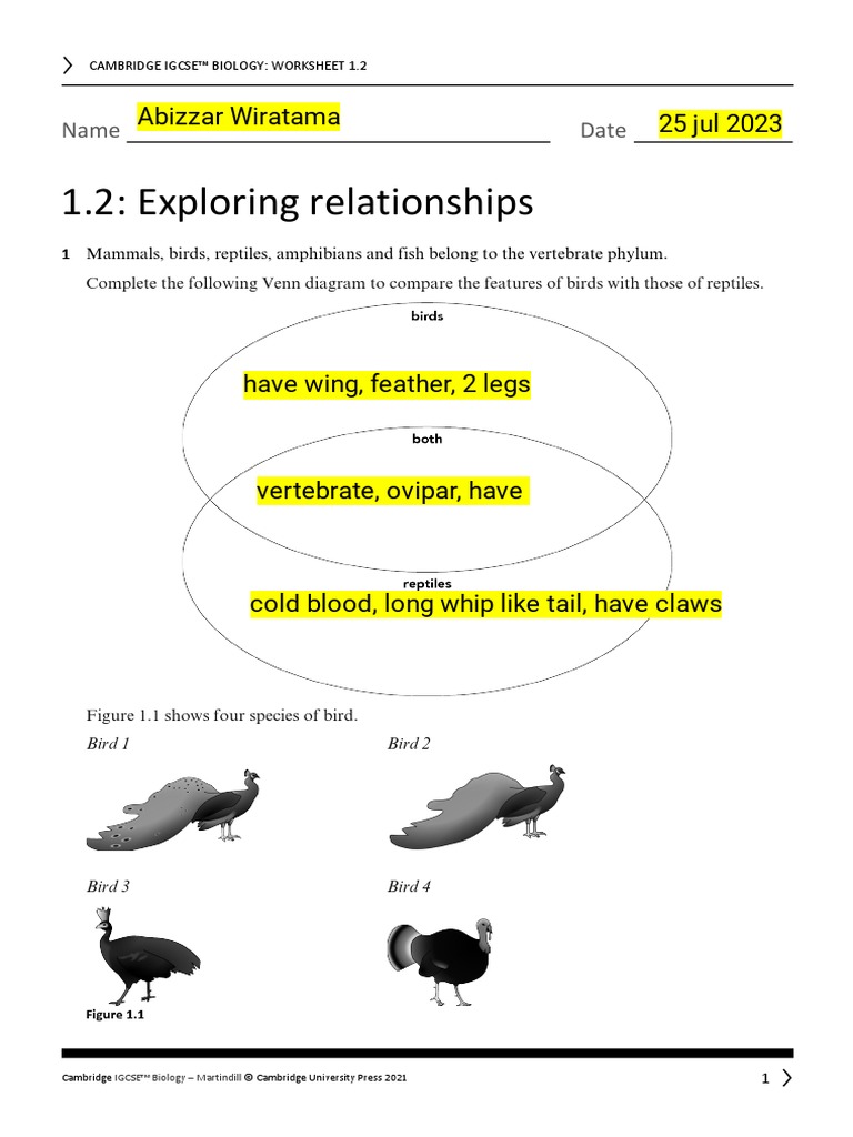 1690161293-Igcse Biology 4ed TR Ws 1.2 | PDF | Birds | Virus