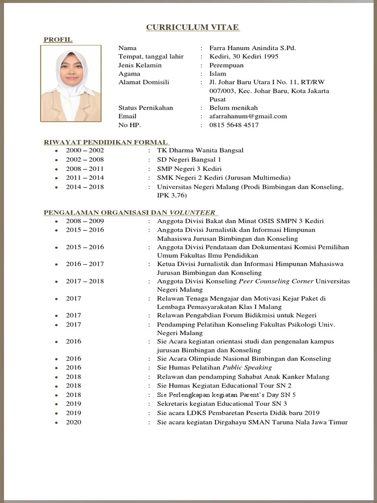Farra Hanum Anindita - Resume | PDF