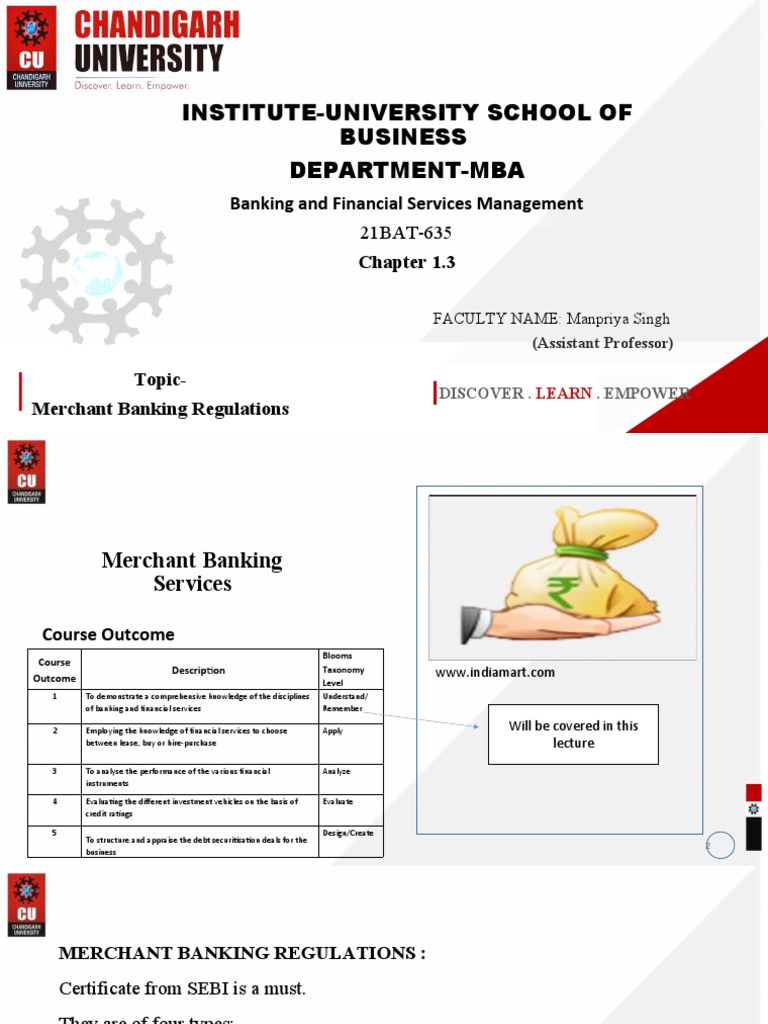 Lecture 1.3.4 Merchant Banking Regulations | PDF Lecture 1.3.4 Merchant Banking Regulations | PDF